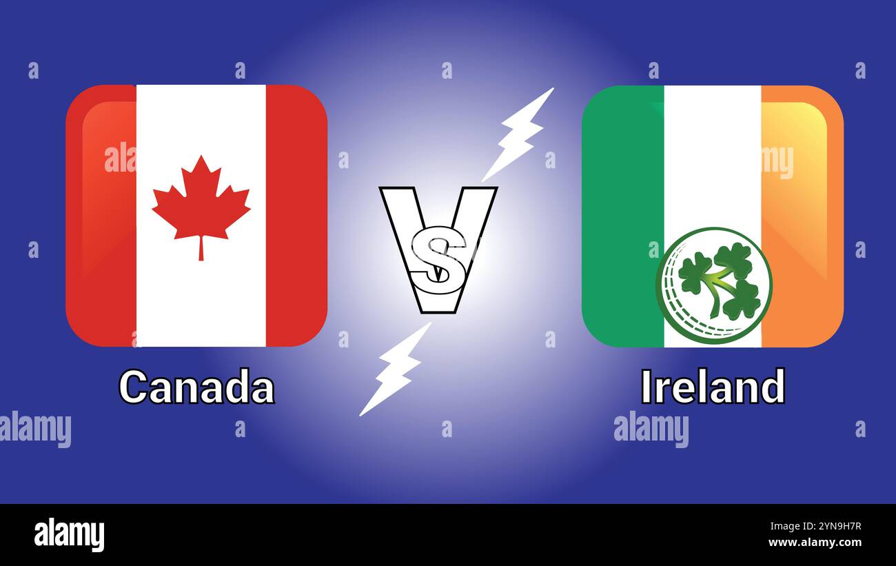 Canada Vs Ireland 3D Illustration vector flags in shaded Rounded ...