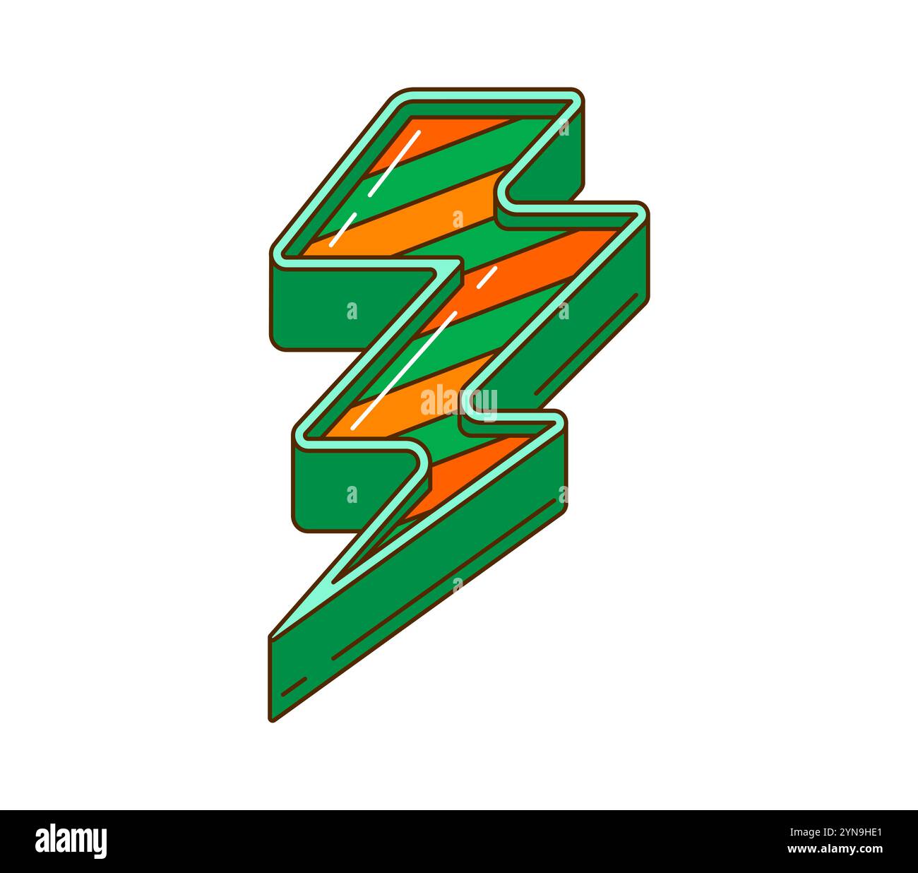 Thunderbolt lightning, cartoon retro groovy saint Patrick day holiday ...