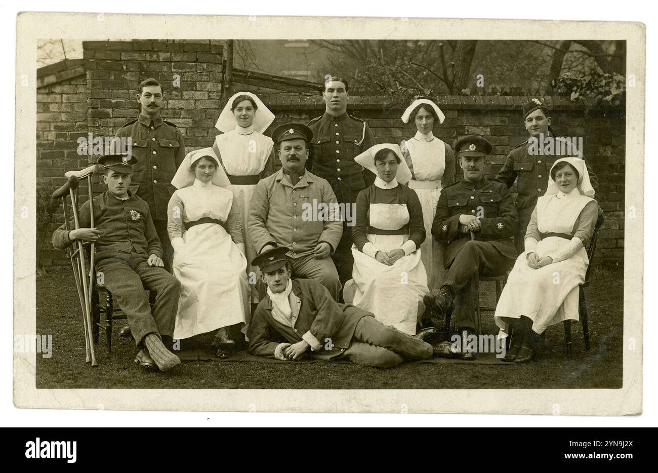 Original and clear WW1 era postcard of WW1 nurses, wounded WW1 ...