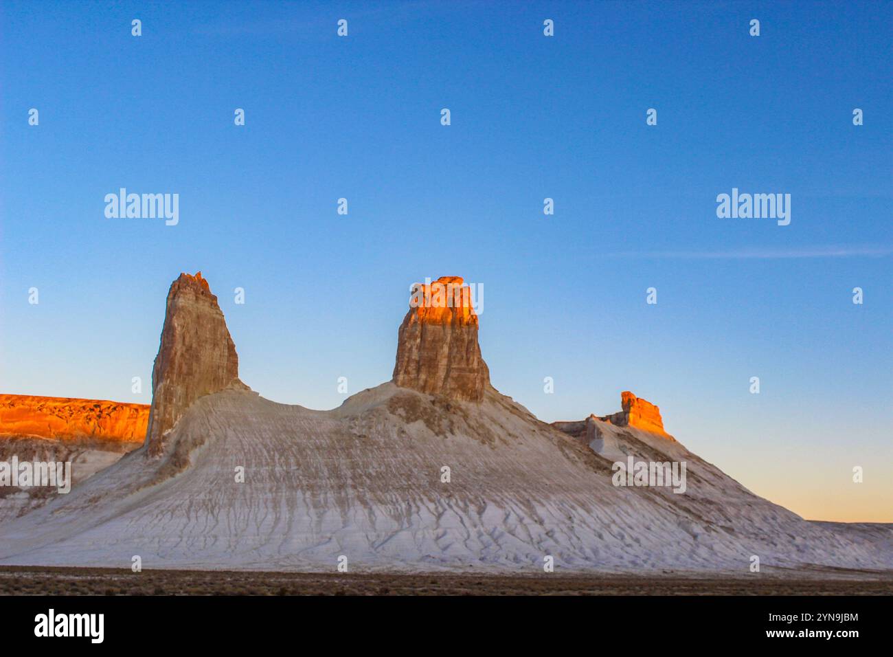 rock pinnacles at sunrise in Boszhira valley, Mangystau, Kazakhstan ...