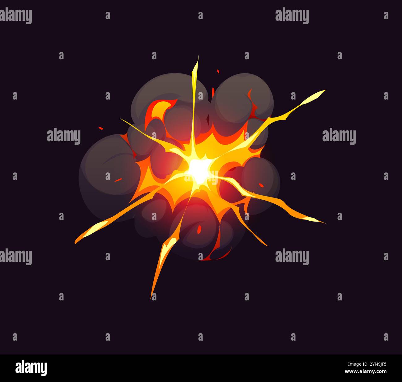 Bomb blast explosion effect, cartoon boom cloud, comic fire and smoke ...