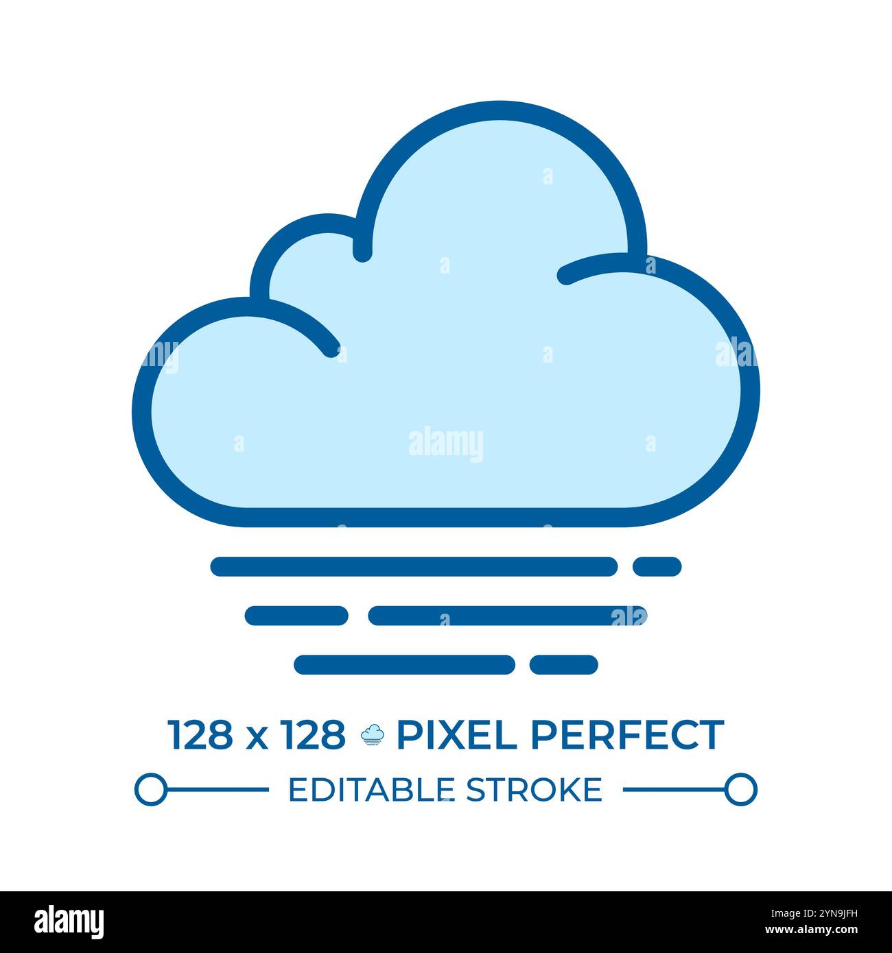 Fog RGB color icon. Cloud with horizontal lines symbolizing haze ...