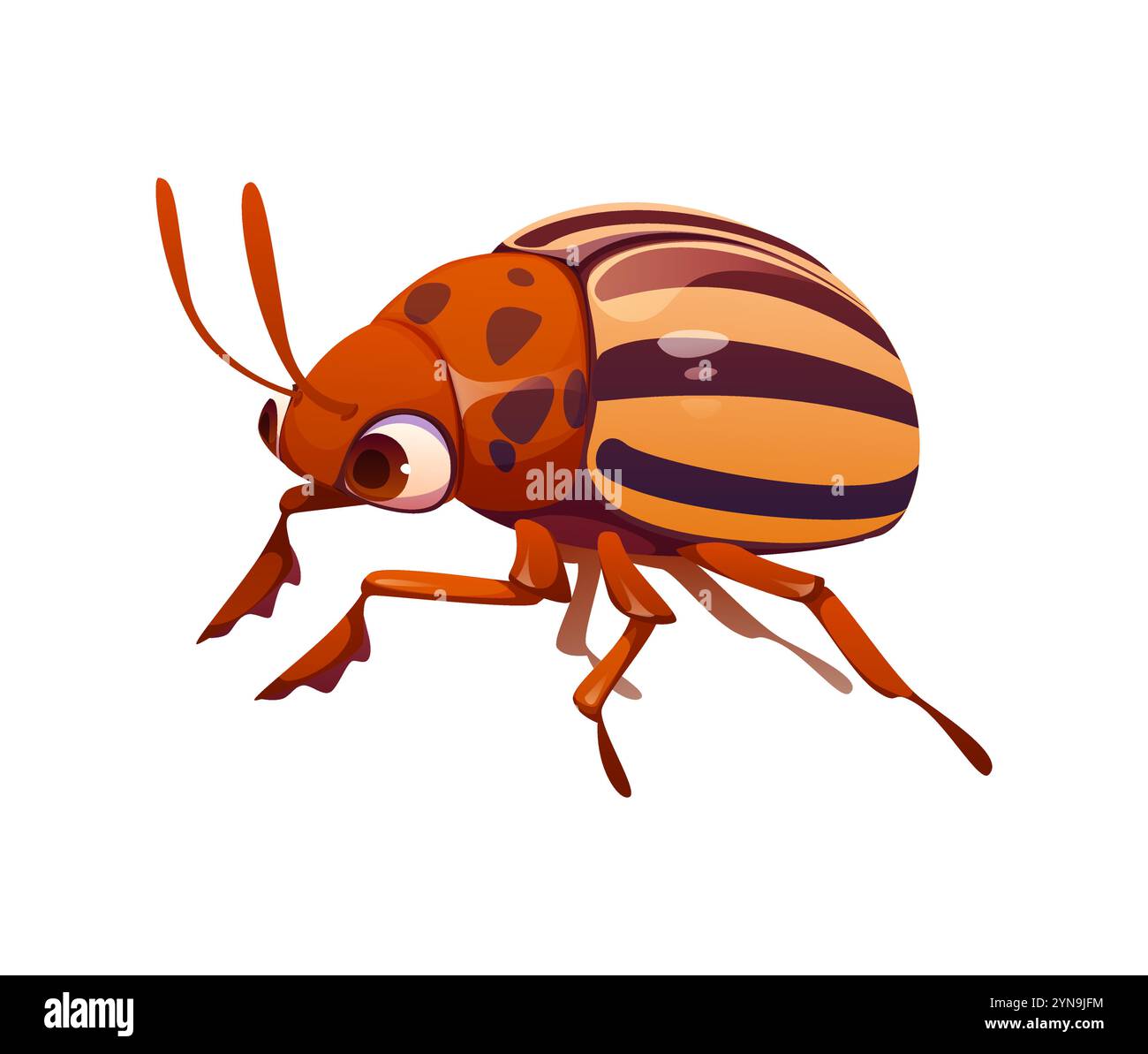 Cartoon funny Colorado potato beetle insect character with oversized ...