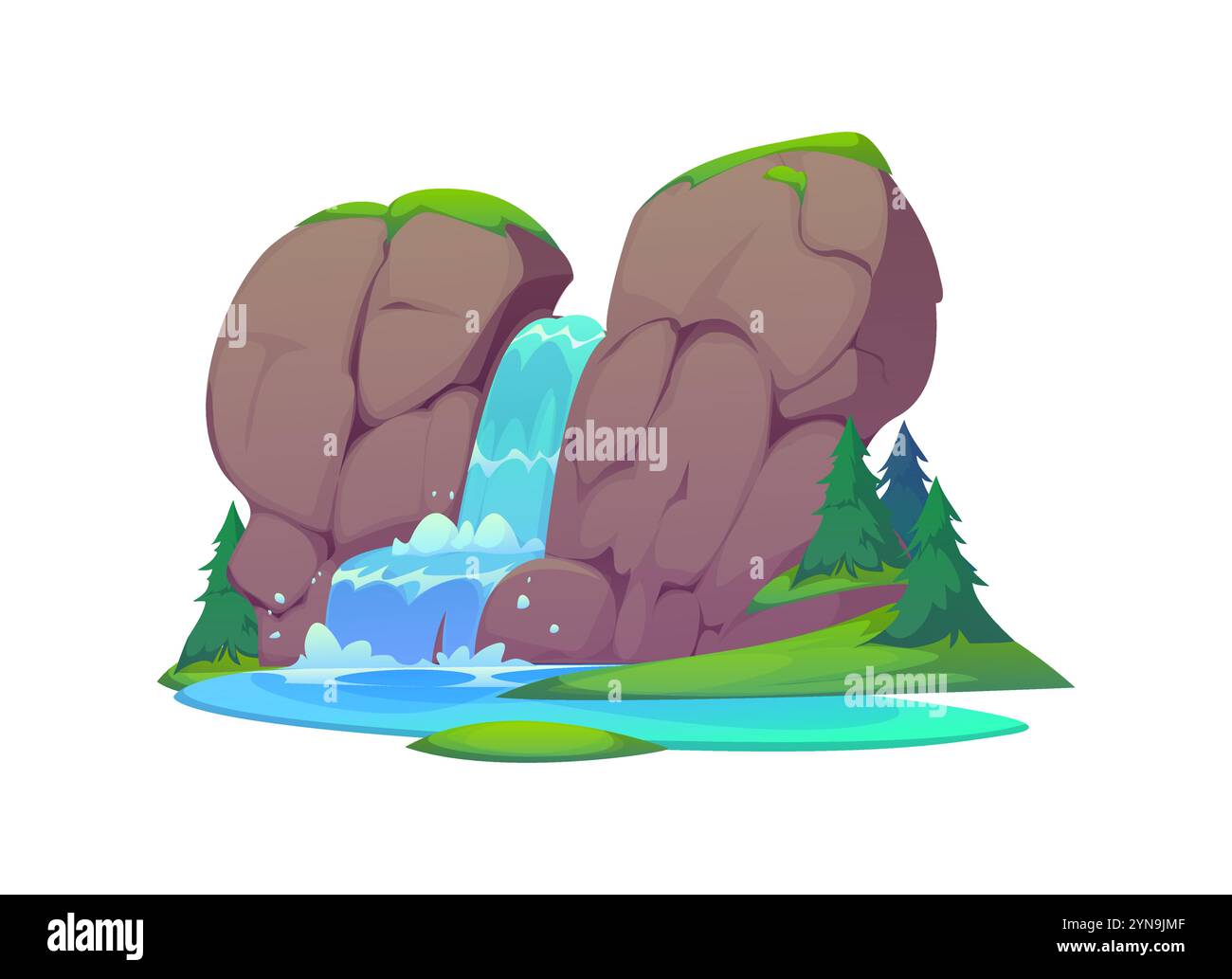 Stream water flowing between rocks Stock Vector Images - Alamy