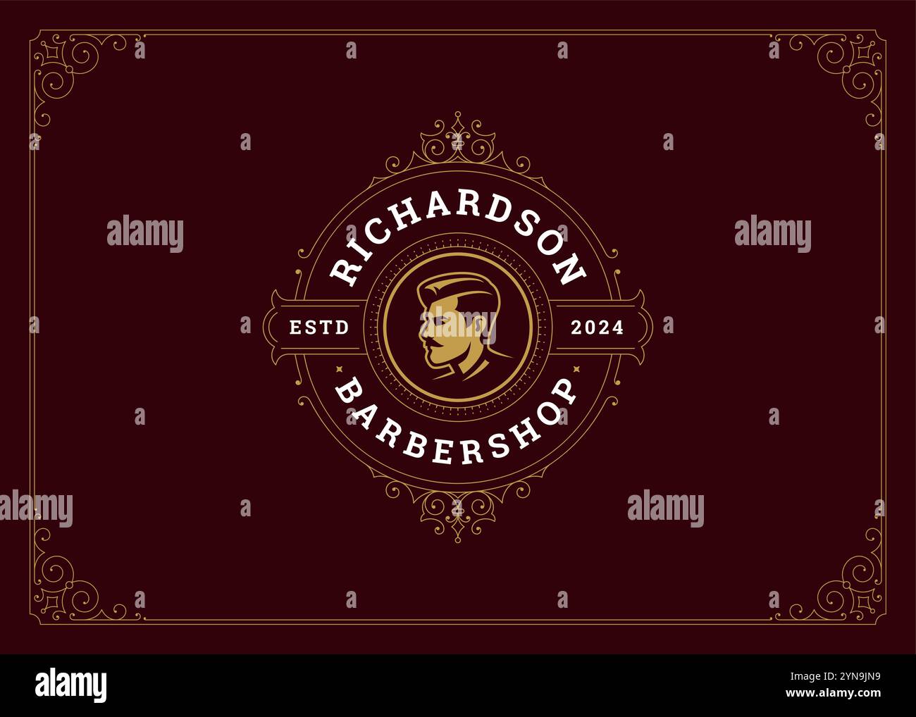 Elegant luxury classic Victorian ornate barbershop logo design template ...