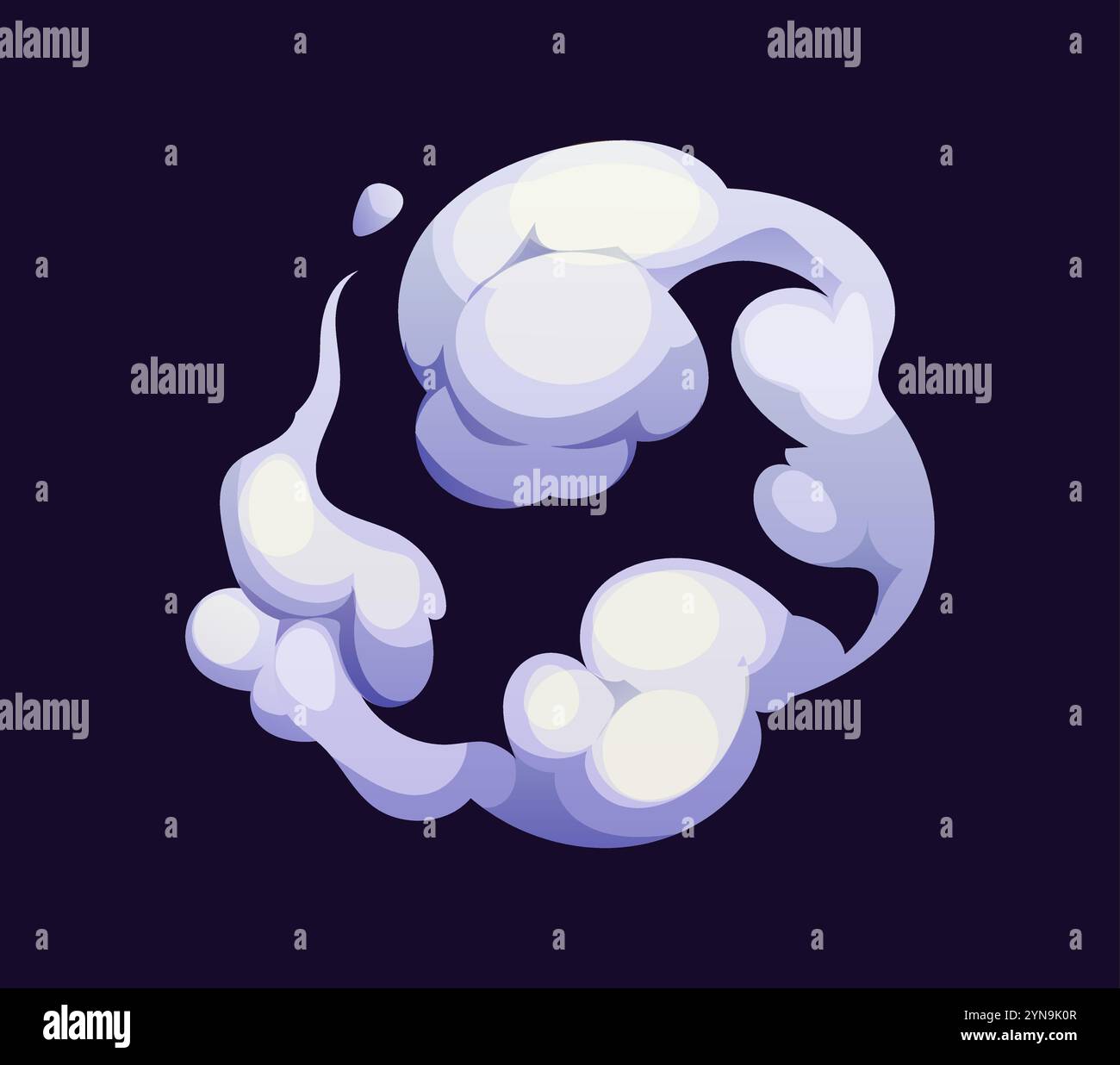 Cartoon white smoke cloud drifts gently through the air, its ethereal ...