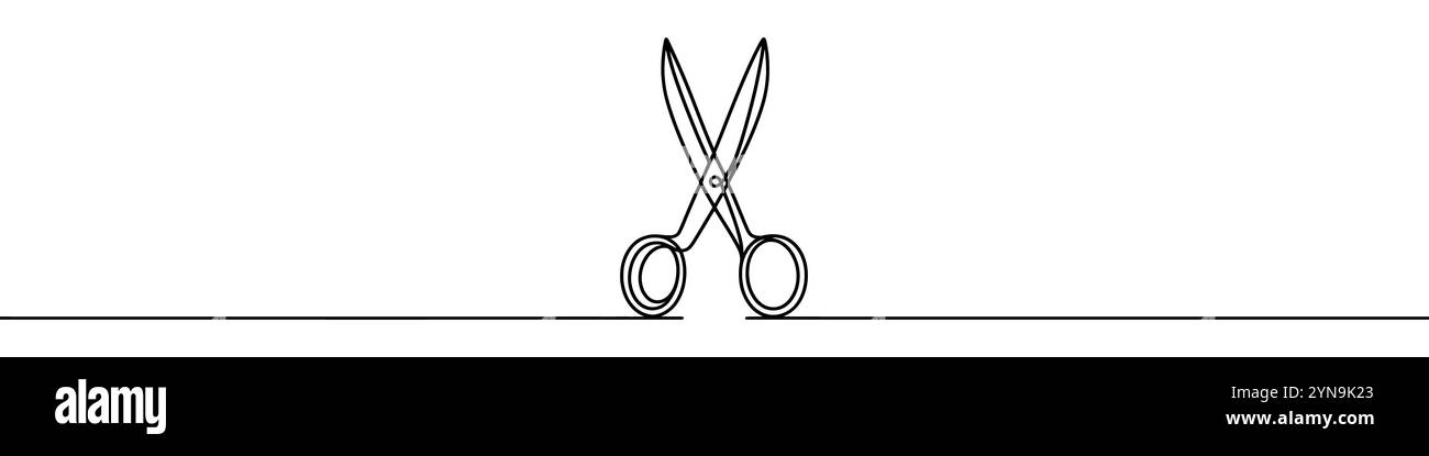 Minimalist vector illustration representing a pair of scissors, using a ...