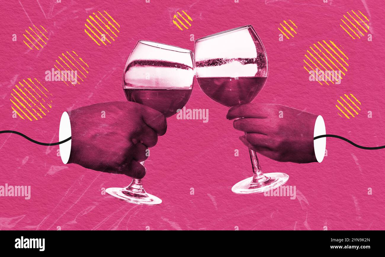 Cheers clinking glasses illustration hi-res stock photography and ...