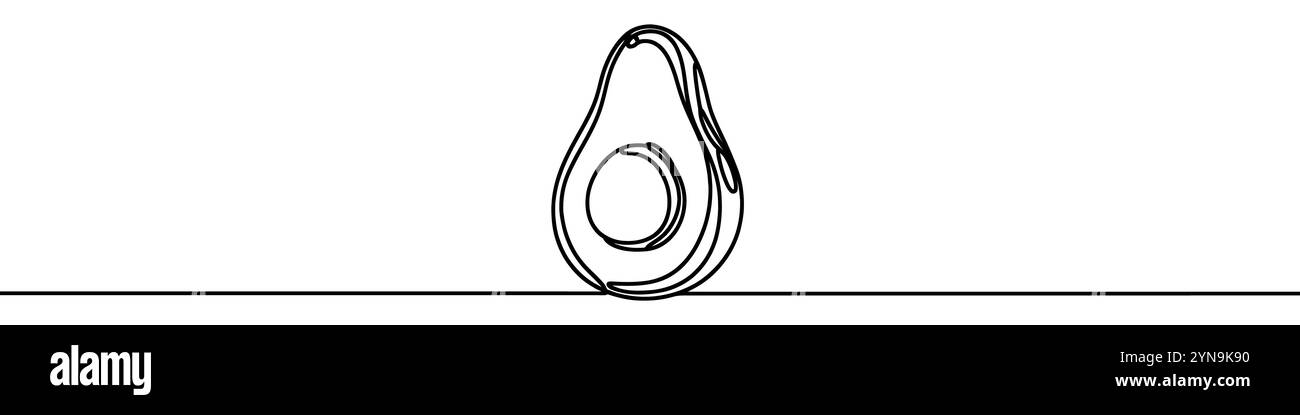 Minimalist continuous line drawing representing an avocado on a white ...