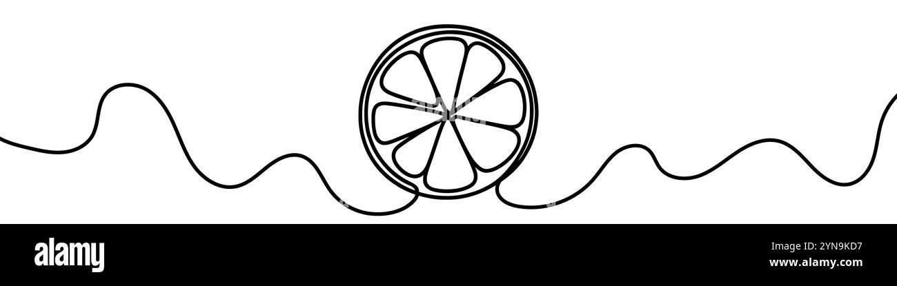 One continuous line illustration of a lime, isolated on white ...