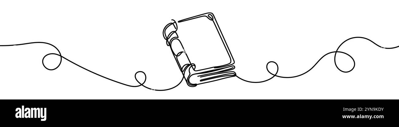 One continuous line illustration of a book, isolated on white ...