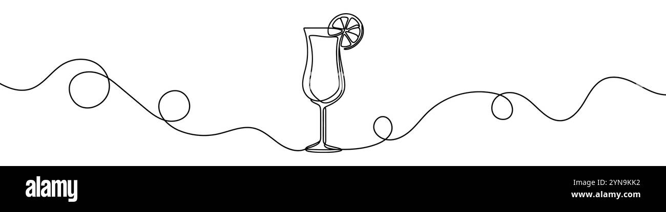 Minimalist vector illustration of a cocktail glass with a slice of ...