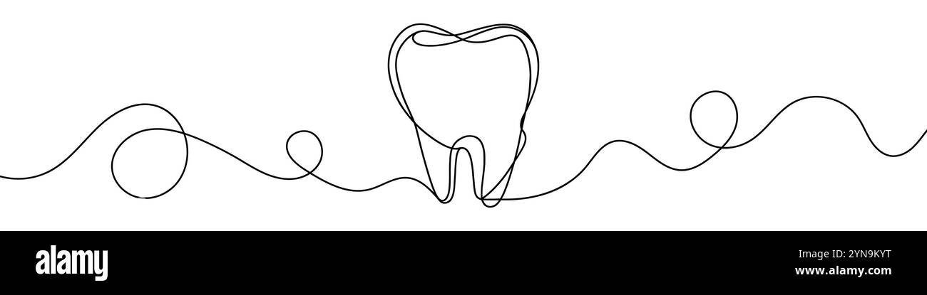 Continuous line drawing representing a tooth for dental care concept ...