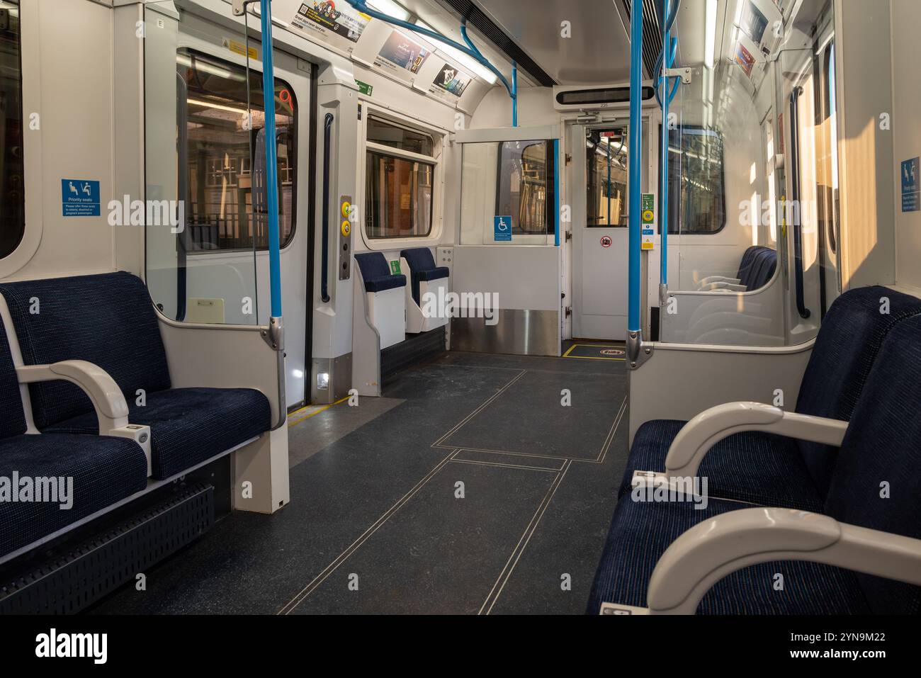 Interior of an Island line railway carriage with no passengers. This ...