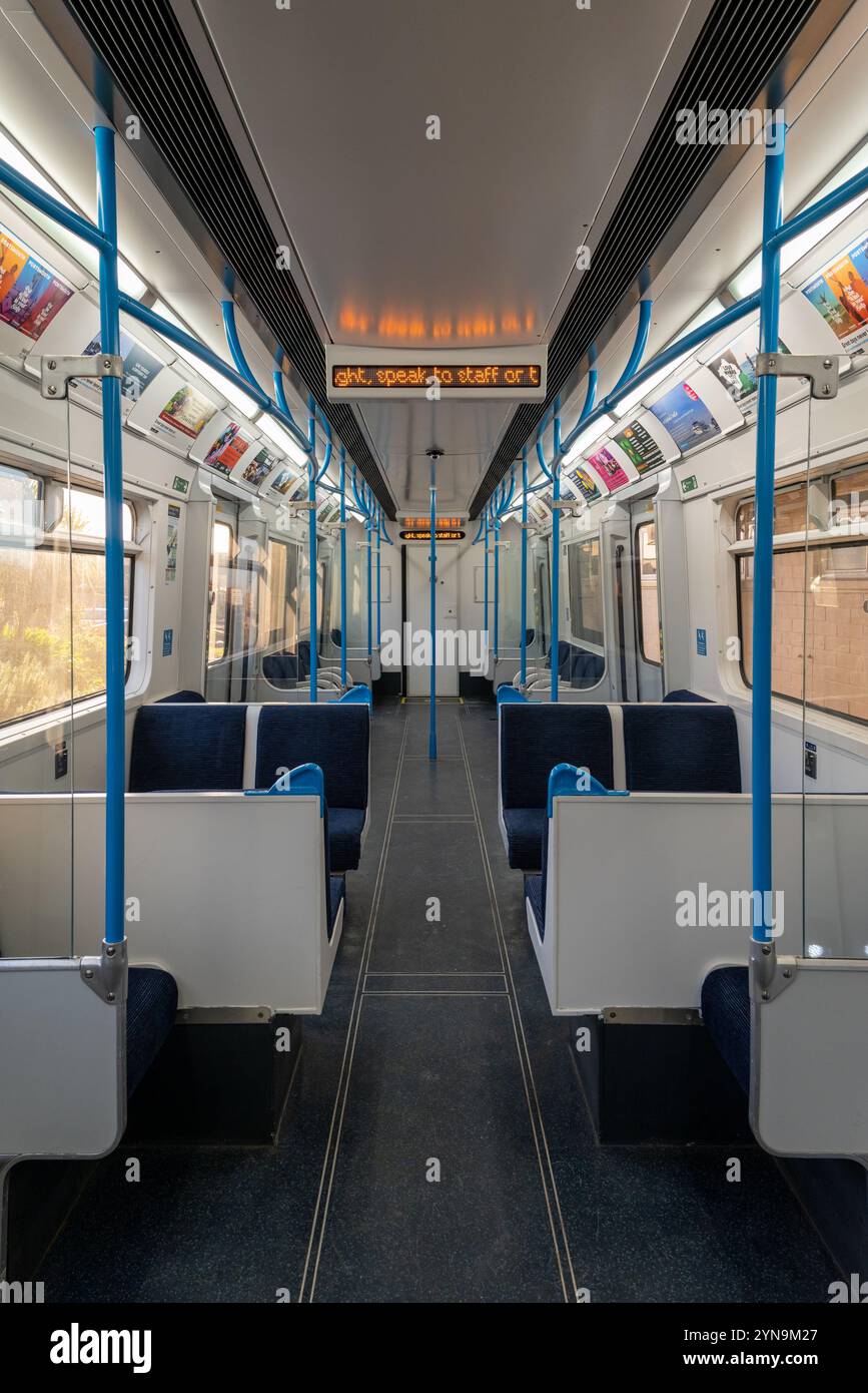 Interior of an Island line railway carriage with no passengers ...