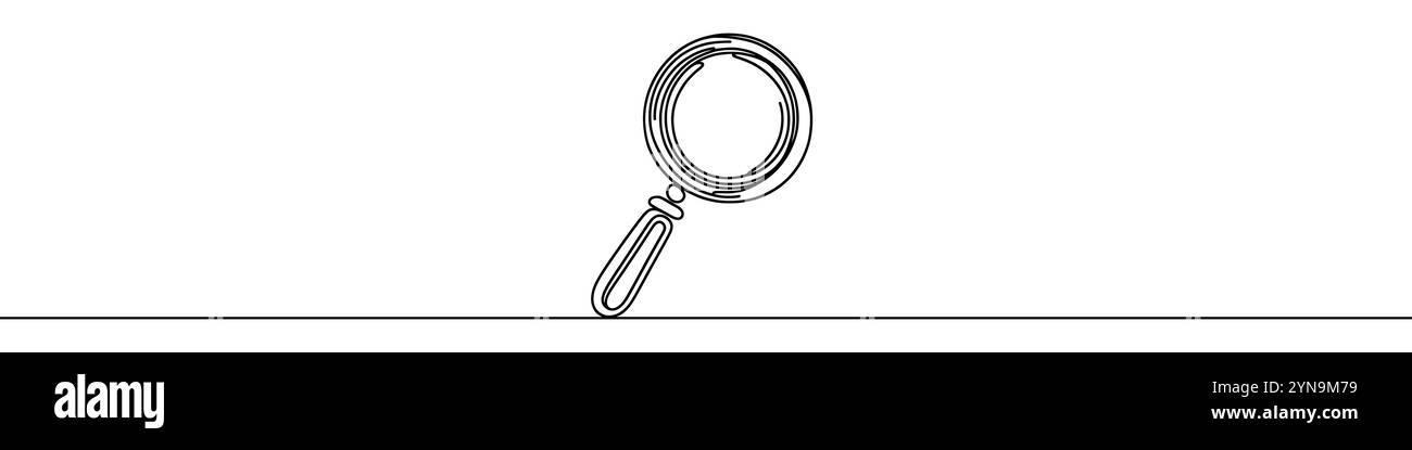 Minimalist vector illustration depicting a magnifying glass made of one ...