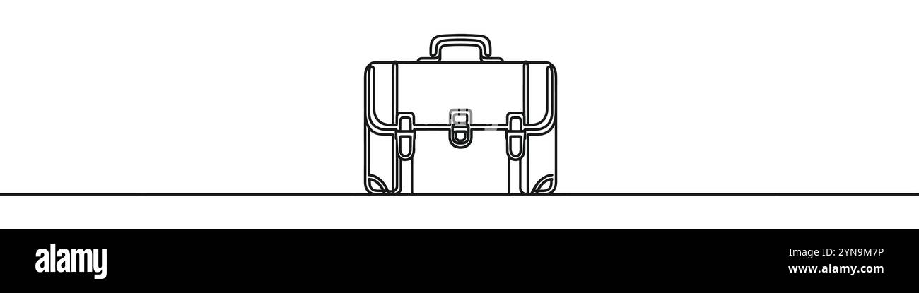 Minimalist illustration of a business briefcase drawn with a single ...