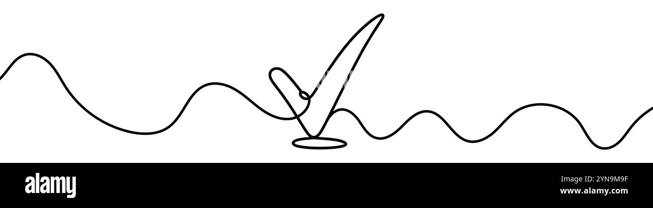 Continuous line drawing of a check mark symbol on white background ...