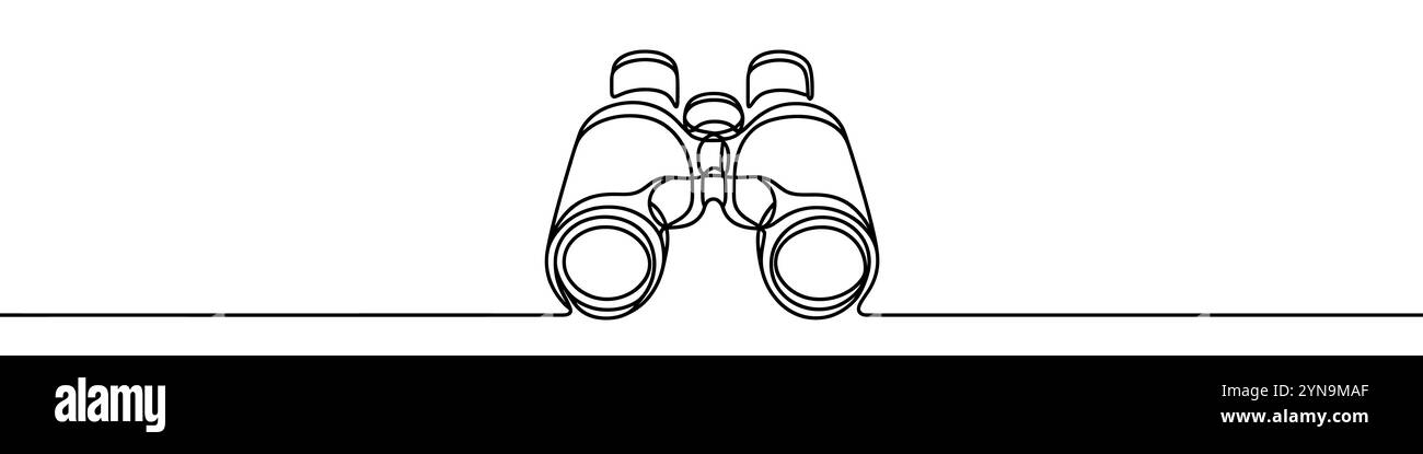 Minimalist vector illustration depicting a pair of binoculars, drawn ...