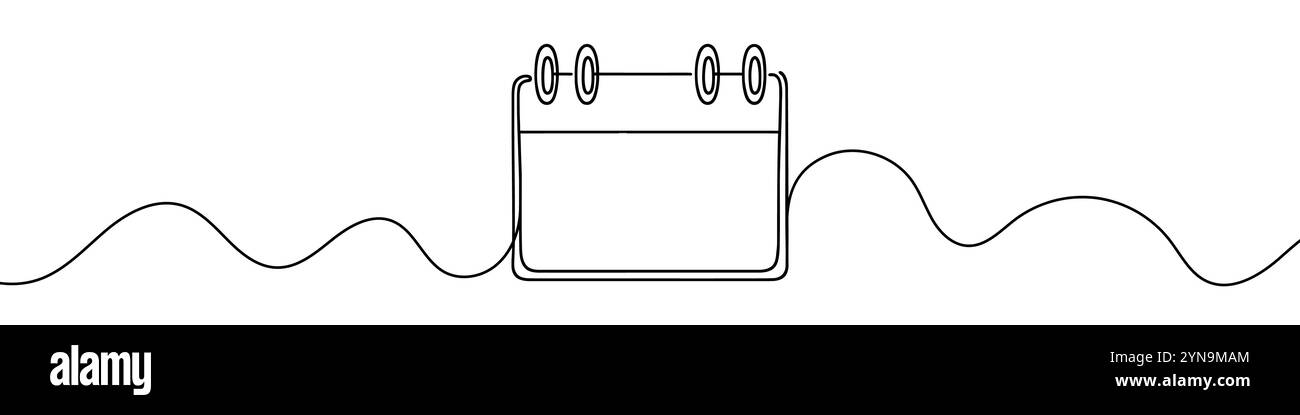 One continuous line illustration of a calendar, isolated on white ...