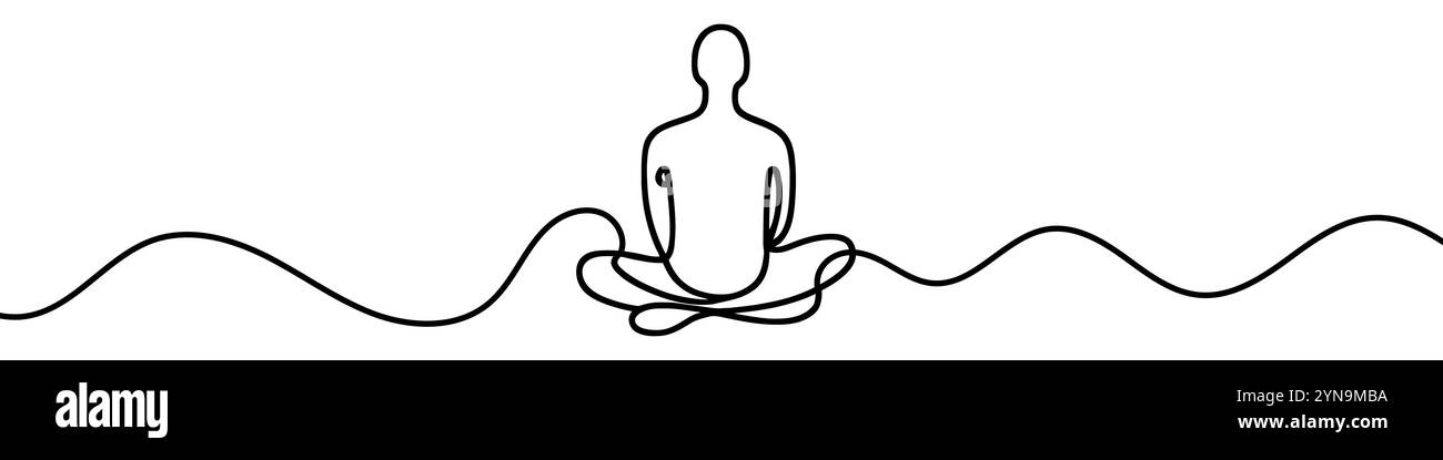 Minimalist continuous line drawing representing meditation and ...