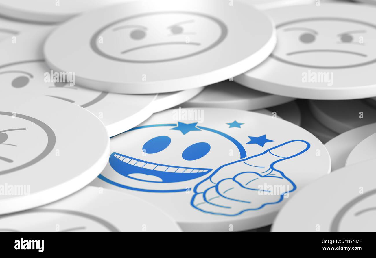 Very positive review with thumb up to rate a good customer service or a ...