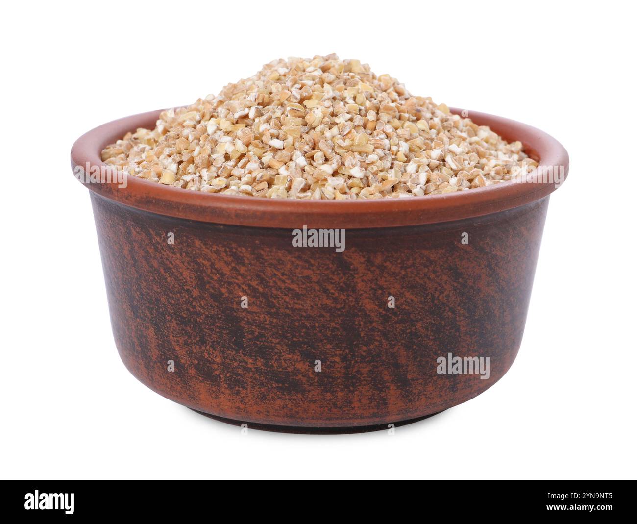 Dry wheat groats in bowl isolated on white Stock Photo - Alamy