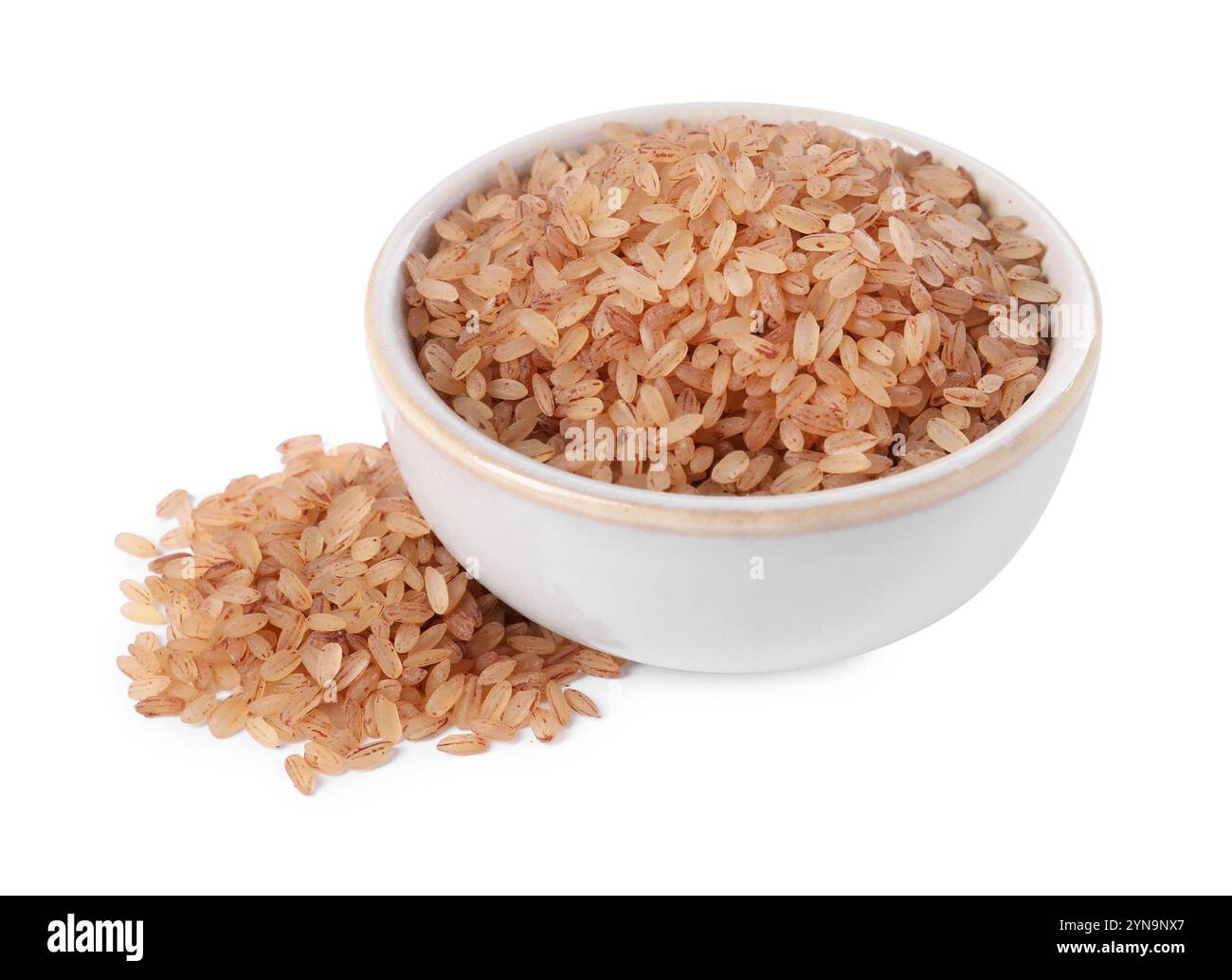 Raw organic matta rice in bowl isolated on white Stock Photo - Alamy