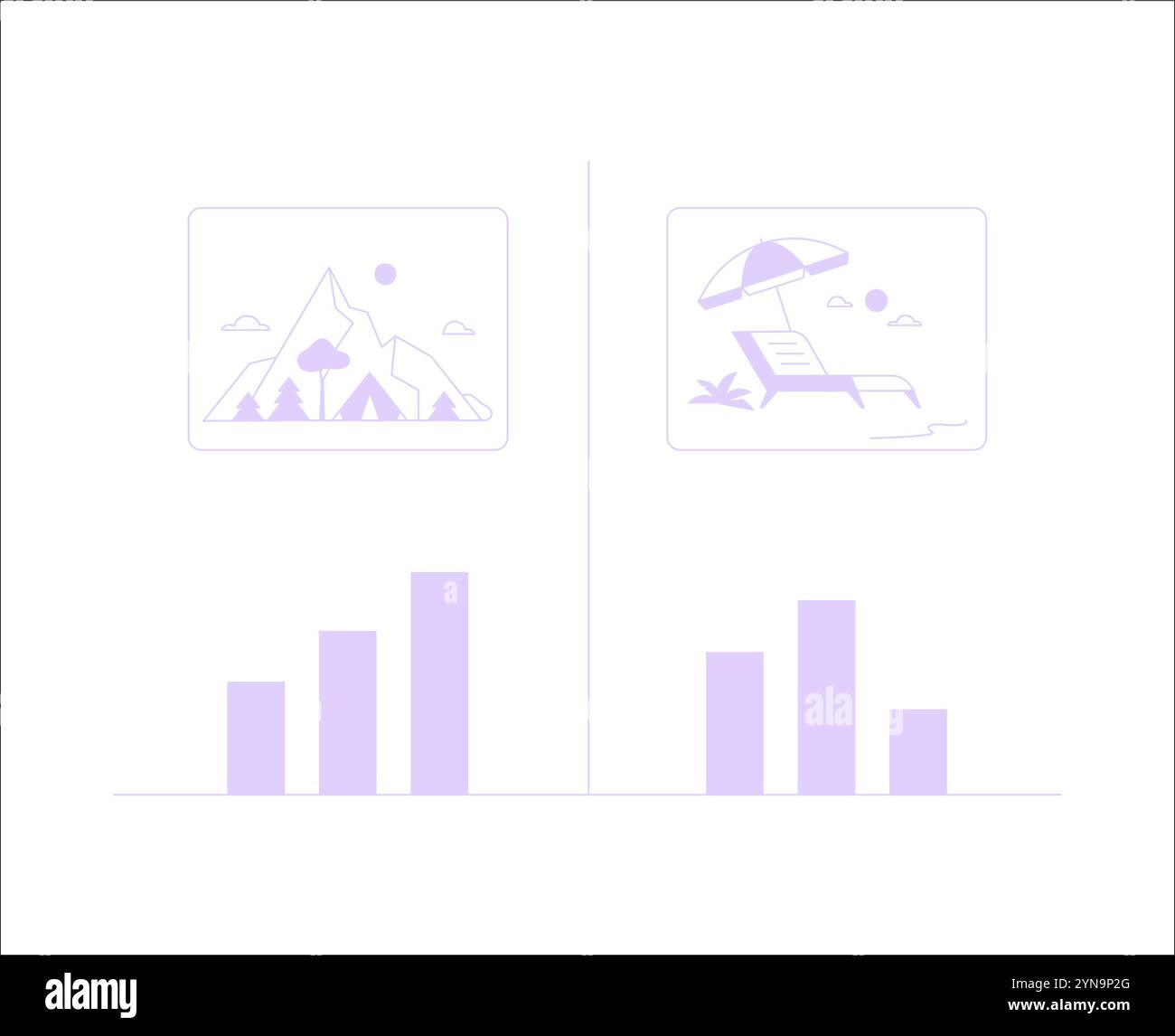 Data Analysis Comparing Scenic Views In Flat Vector Illustration ...