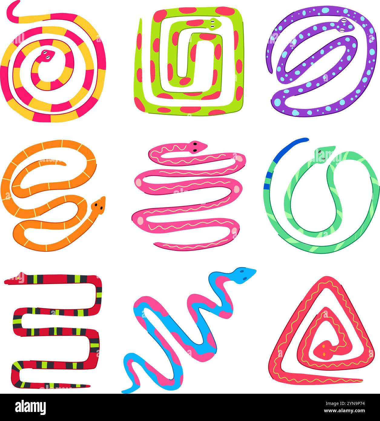 snake oriental set cartoon vector illustration Stock Vector Image & Art ...