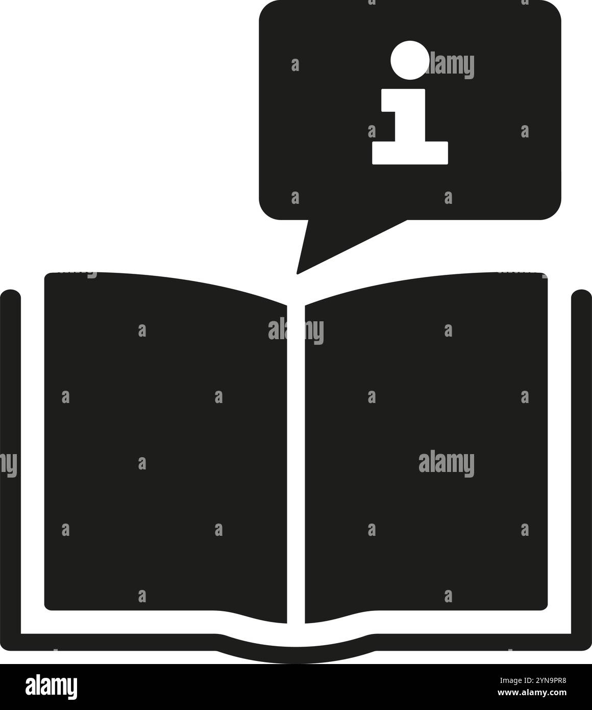 Information Book Silhouette Icon with Speech Bubble. Education and ...