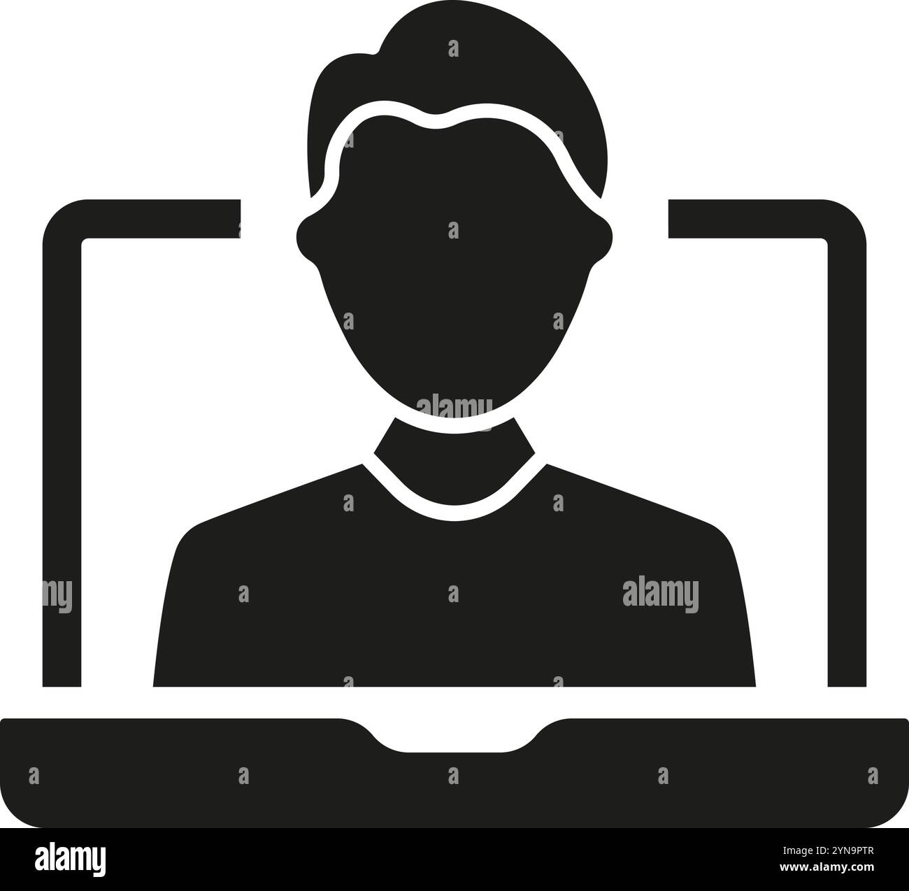 Man on Video Call Silhouette Icon for Online Support and Virtual ...