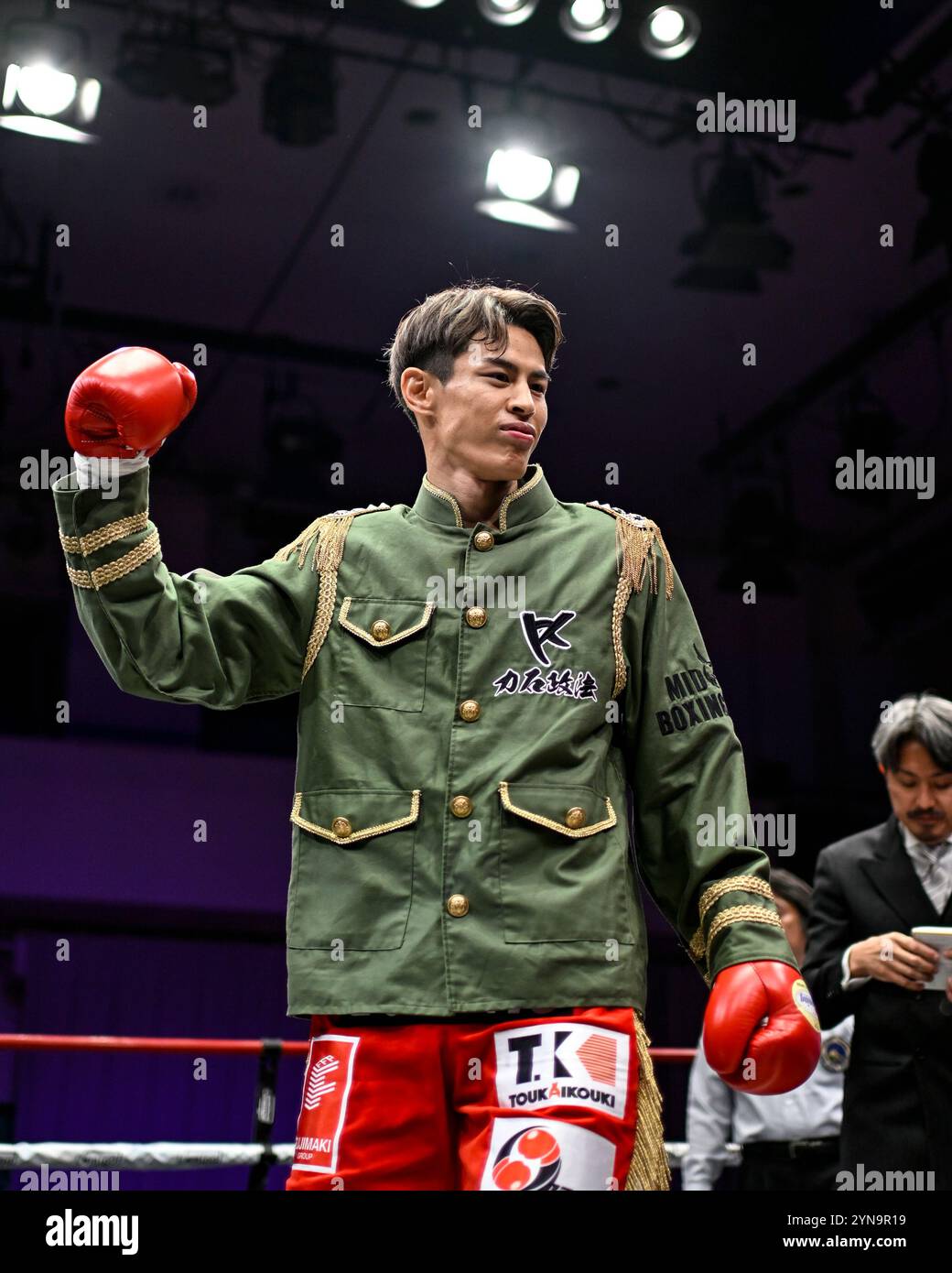 Japan's Masanori Rikiishi enters the ring before the 10R 61.0kg weight ...