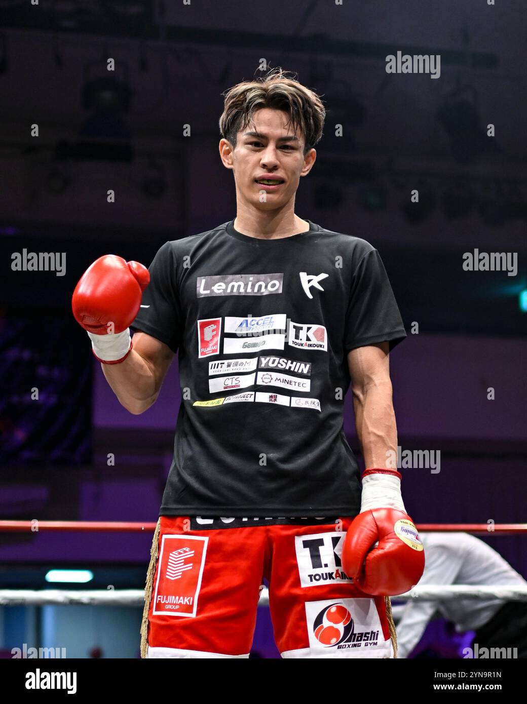 Japan's Masanori Rikiishi poses after winning the 10R 61.0kg weight ...