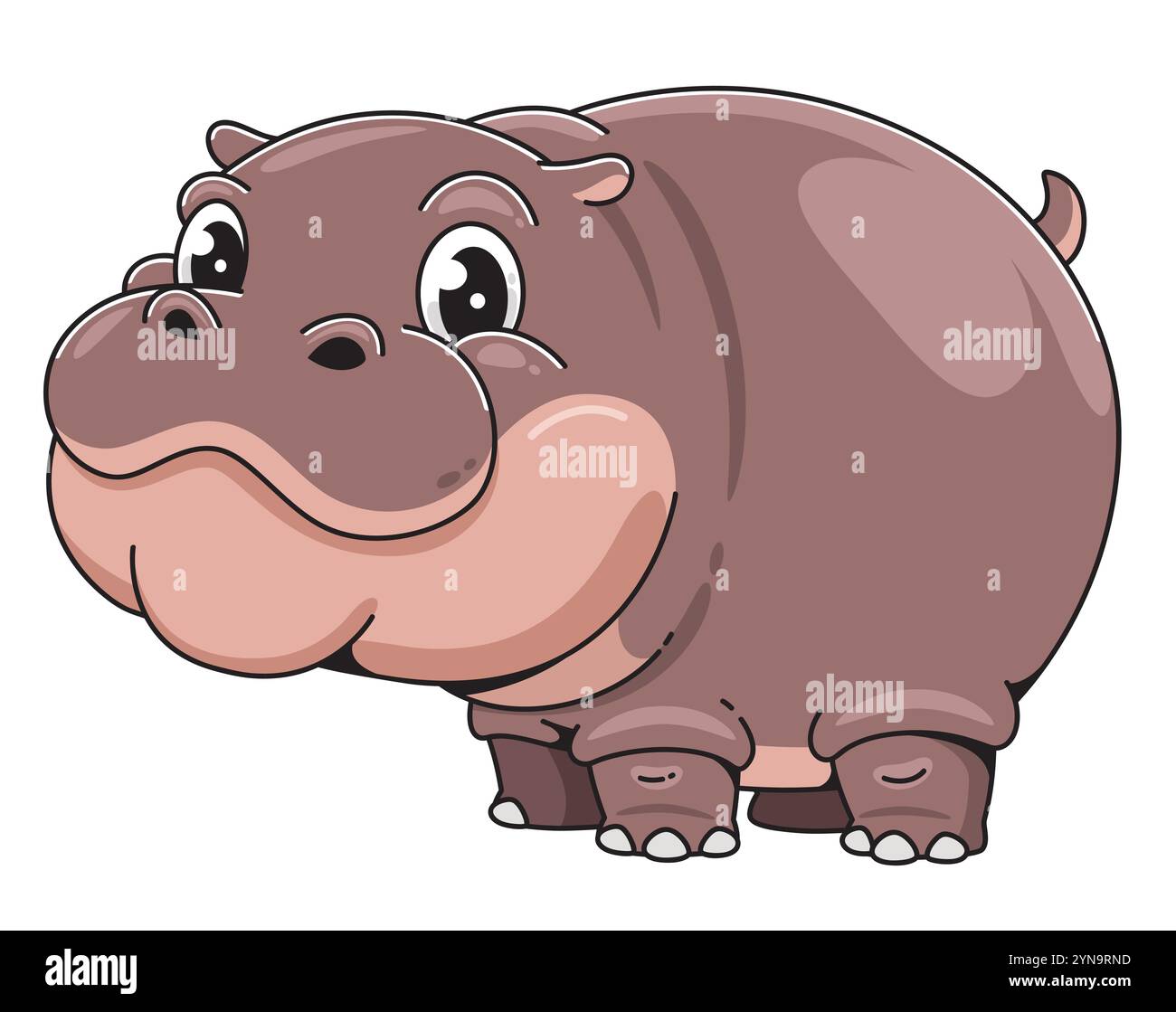 Cute Cartoon Hippo Character Illustration Stock Vector Image & Art - Alamy