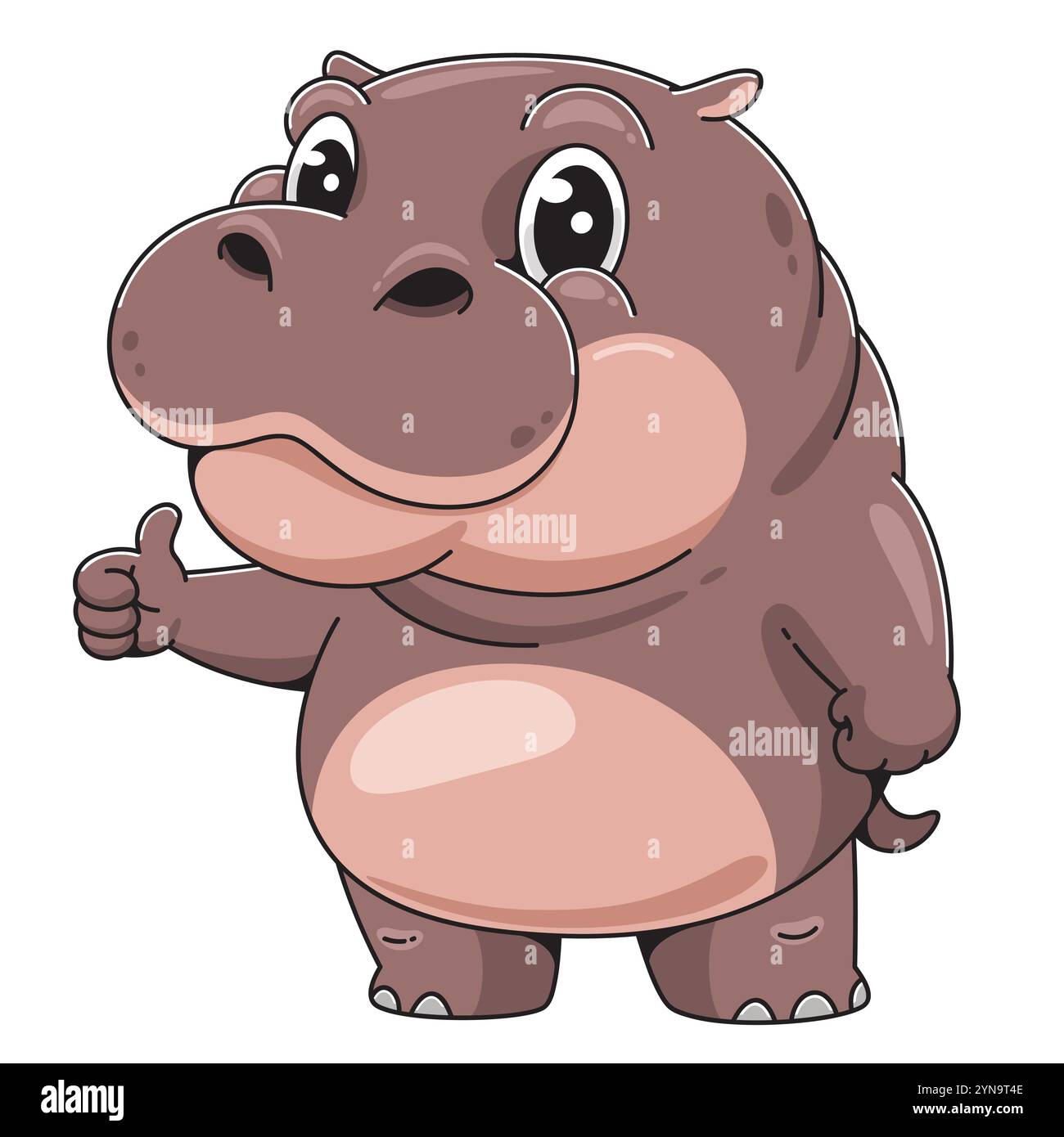 Cute Cartoon Hippo Character Illustration Stock Vector Image & Art - Alamy