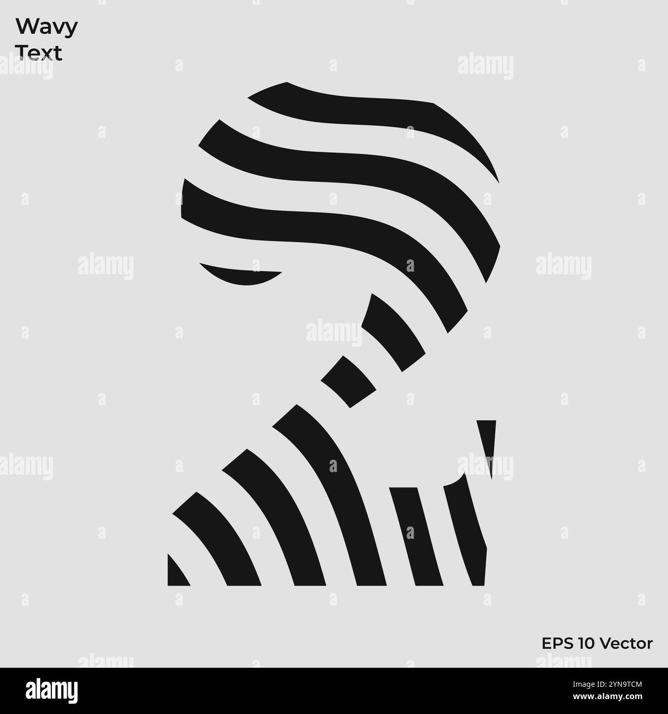 Wavy stripes alphabet number 2. Modern stylized typography and font for ...