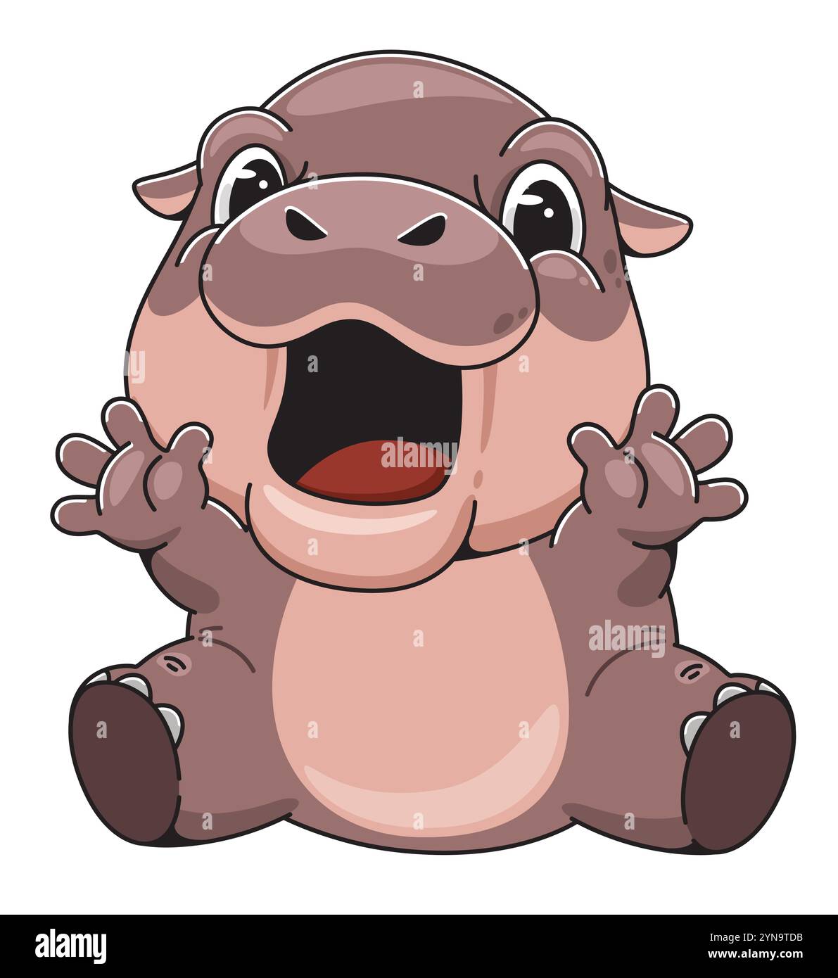 Cute Cartoon Baby Hippo with a Happy Expression Stock Vector Image ...