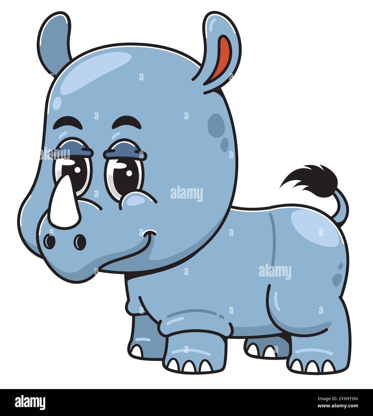 Adorable Cartoon Rhino with Gentle Expression Stock Vector Image & Art ...