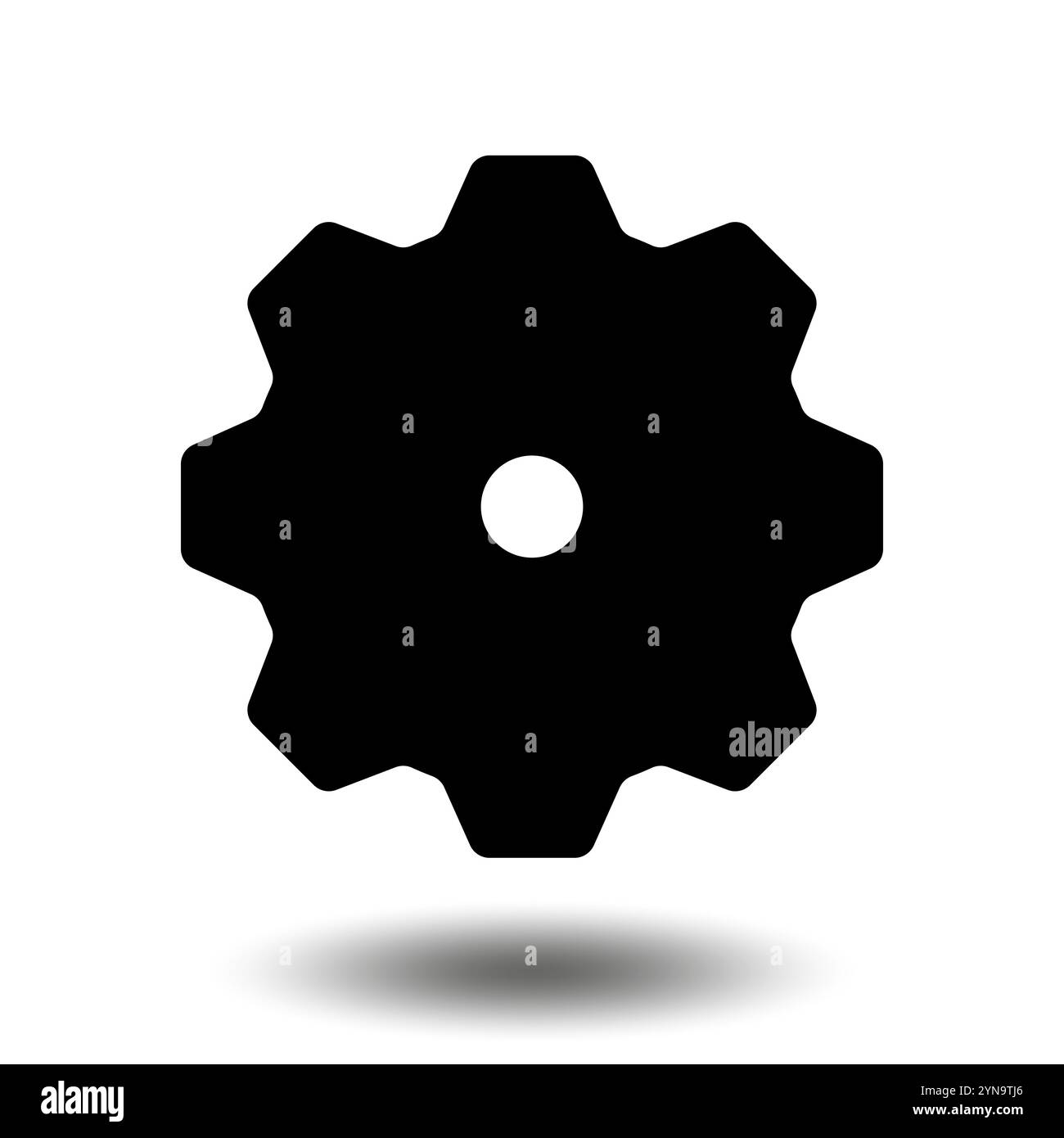 Black gear icon. Machine sprocket gear icon. Flat design. Vector ...