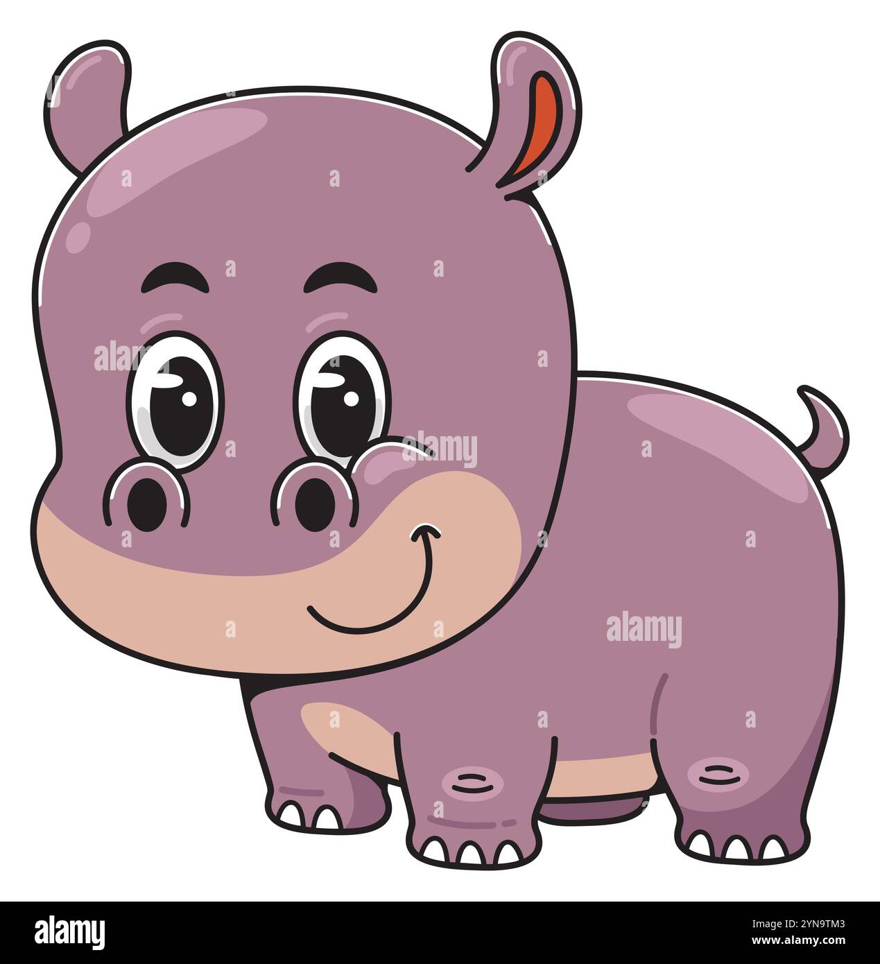 Cute Cartoon Baby Hippo Smiling Stock Vector Image & Art - Alamy