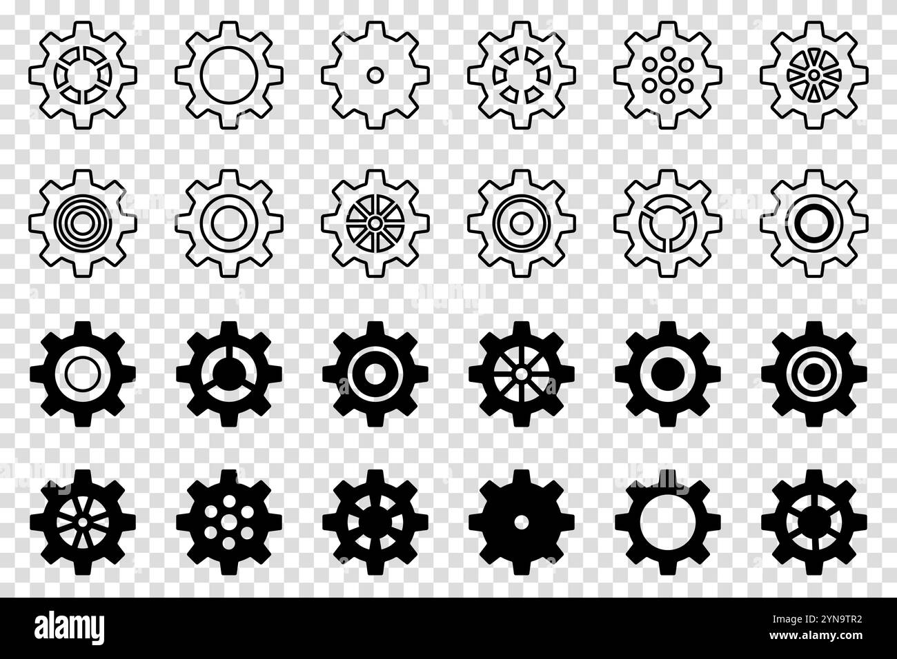 Gears icon set. Setting gears icon. Collection of mechanical cogwheels ...