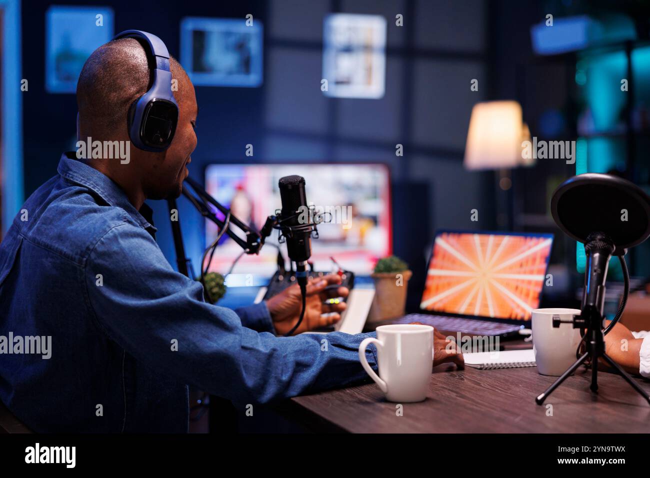 Black male content creator wearing hi-res stock photography and images ...