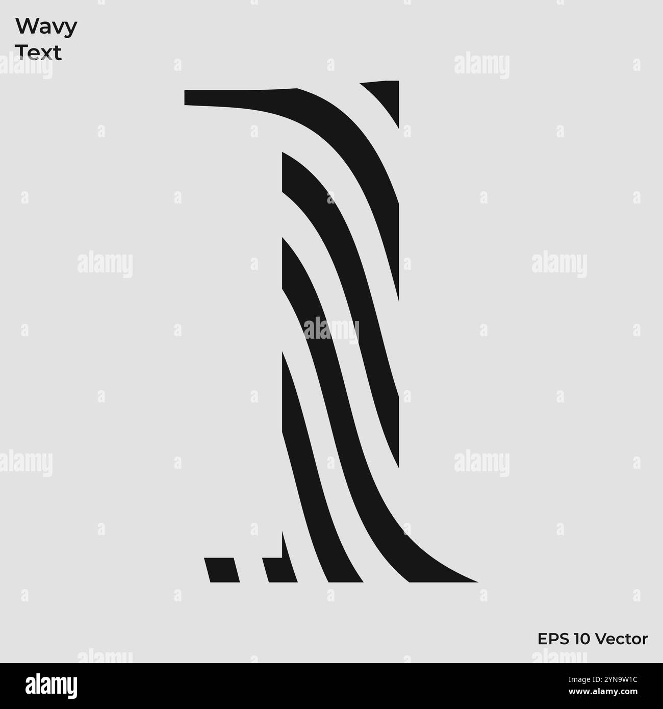 Wavy stripes alphabet number 1. Modern stylized typography and font for ...