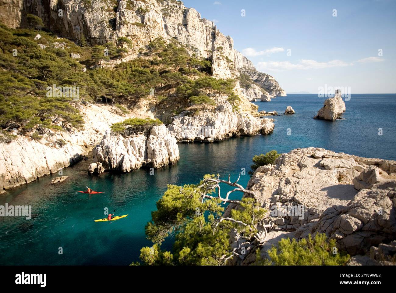 Two kayakers in Les Calanques near Cassis, France Stock Photo - Alamy