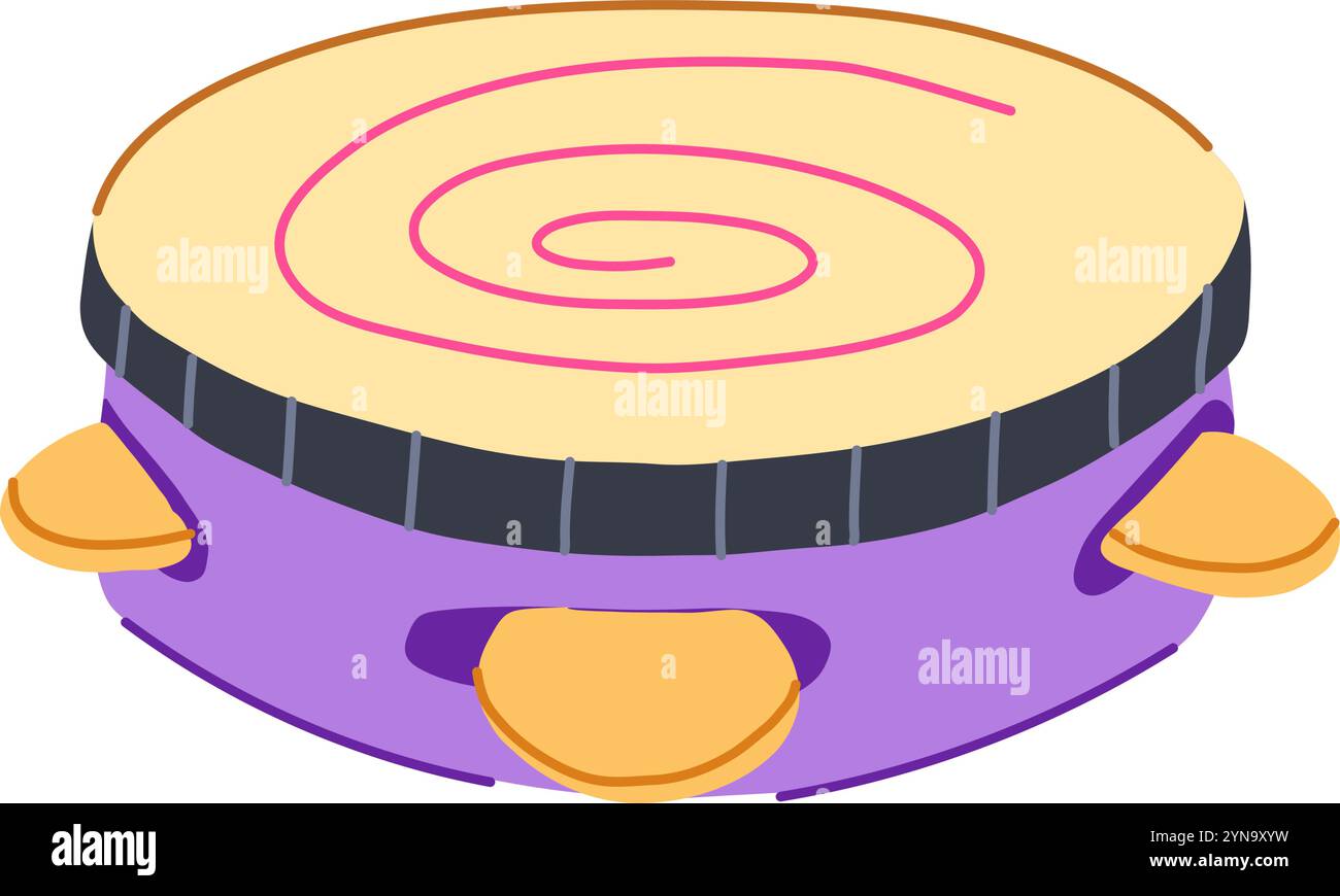 percussion tambourine cartoon vector illustration Stock Vector Image ...