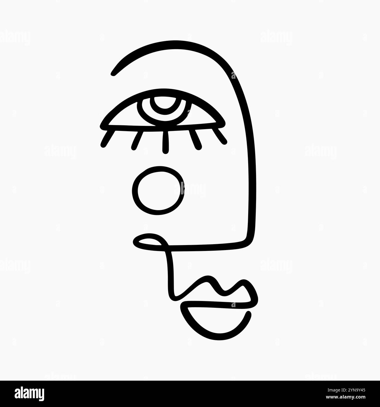 Abstract one line drawing woman face portrait logo Stock Vector Image ...