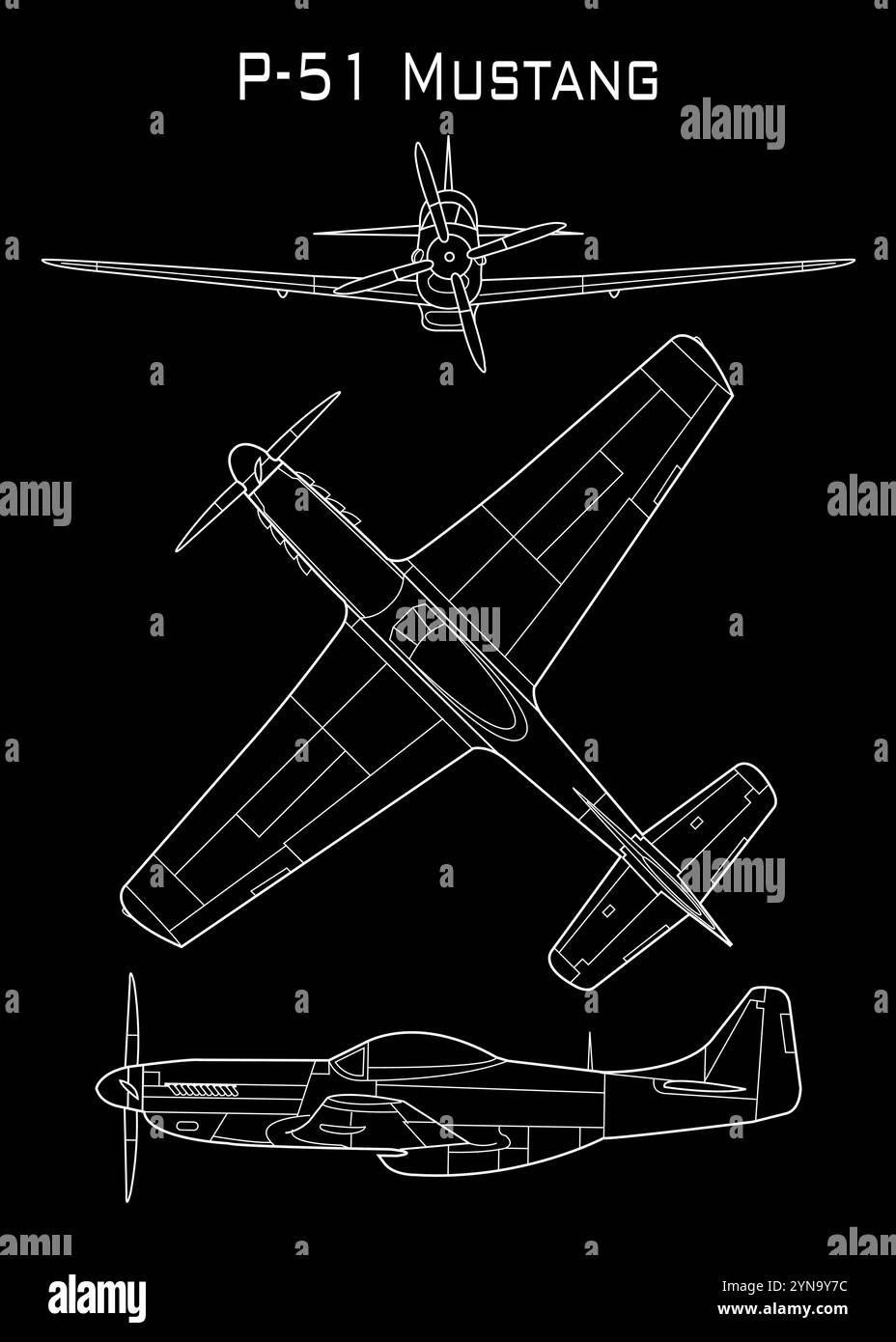 51 mustang fighter plane Black and White Stock Photos & Images - Alamy