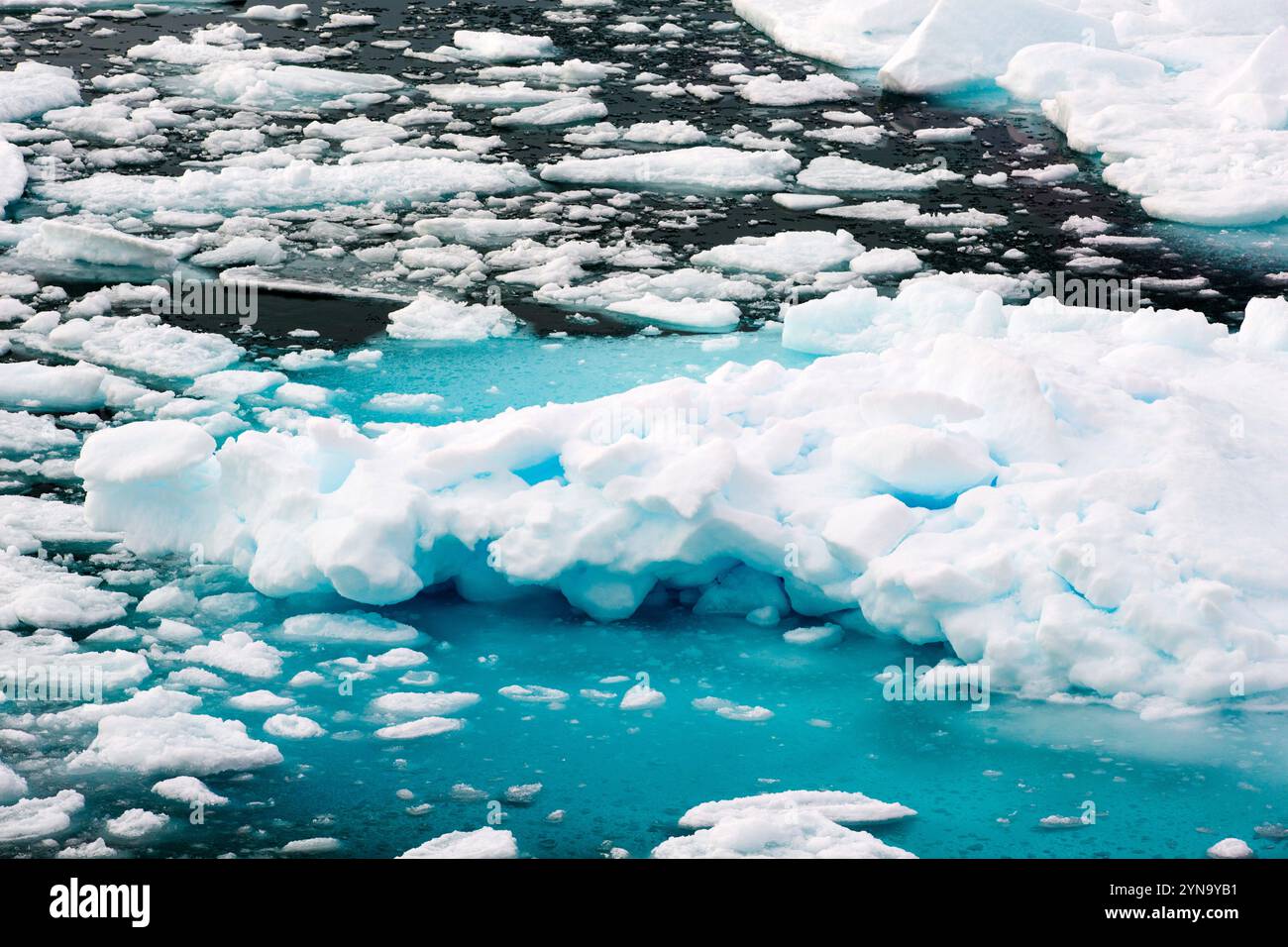 Floe and snow floating on sea Stock Photo - Alamy