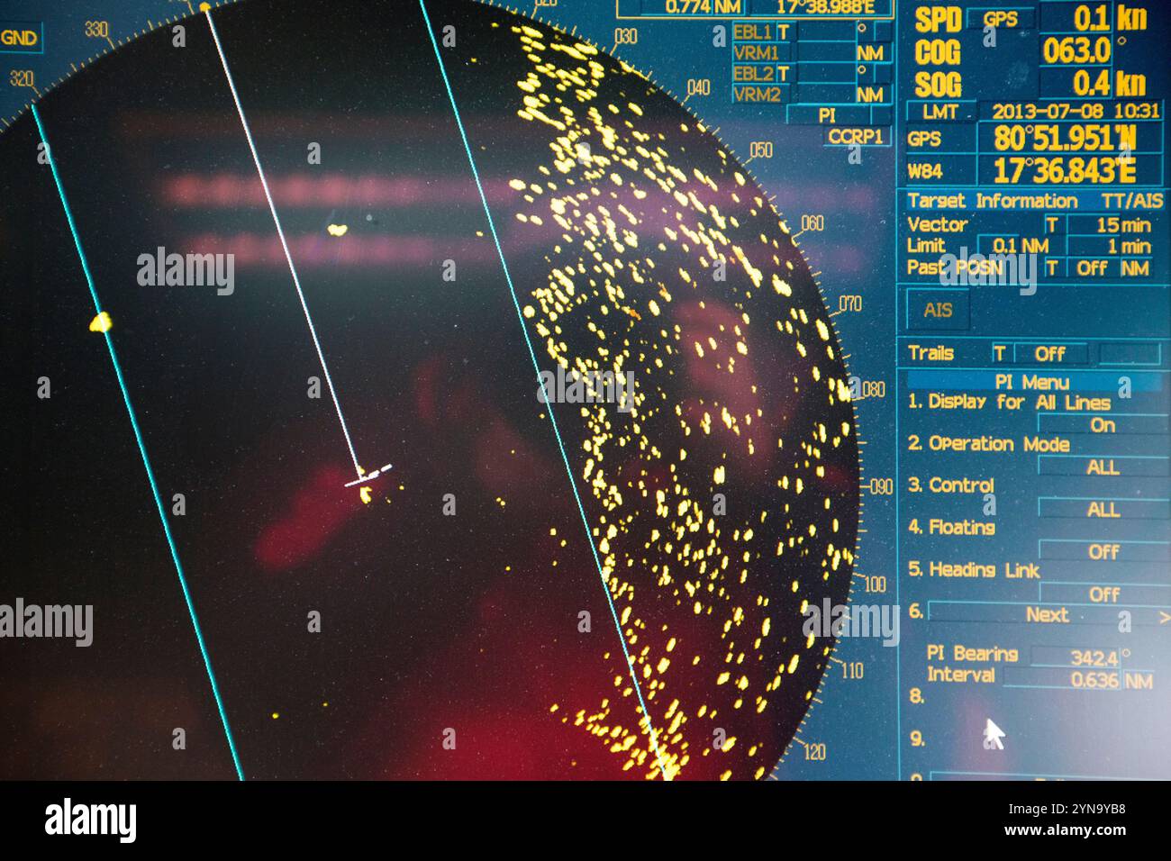 Screen showing Radar and GPS navigation data for a ship Stock Photo - Alamy